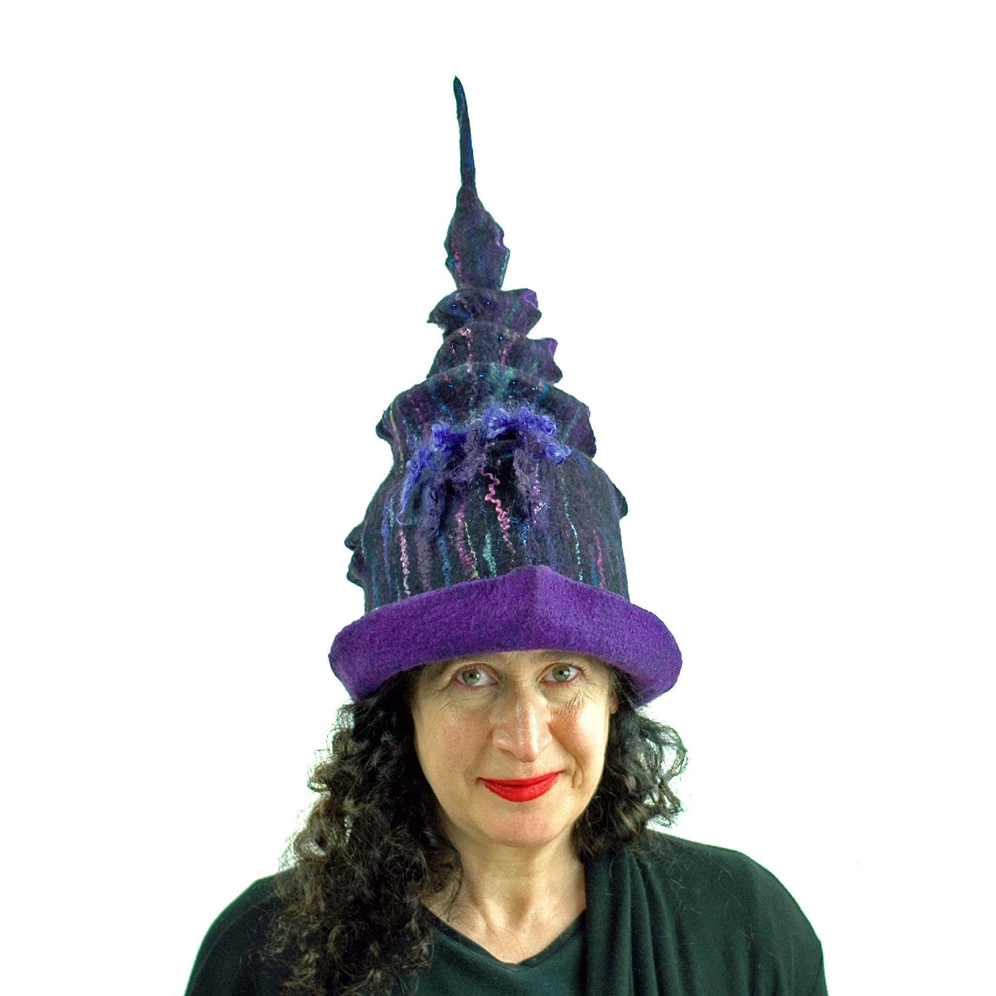 Tall Hand Felted Wizard Fantasy Hats of Merino Wool – FeltHappiness Hats
