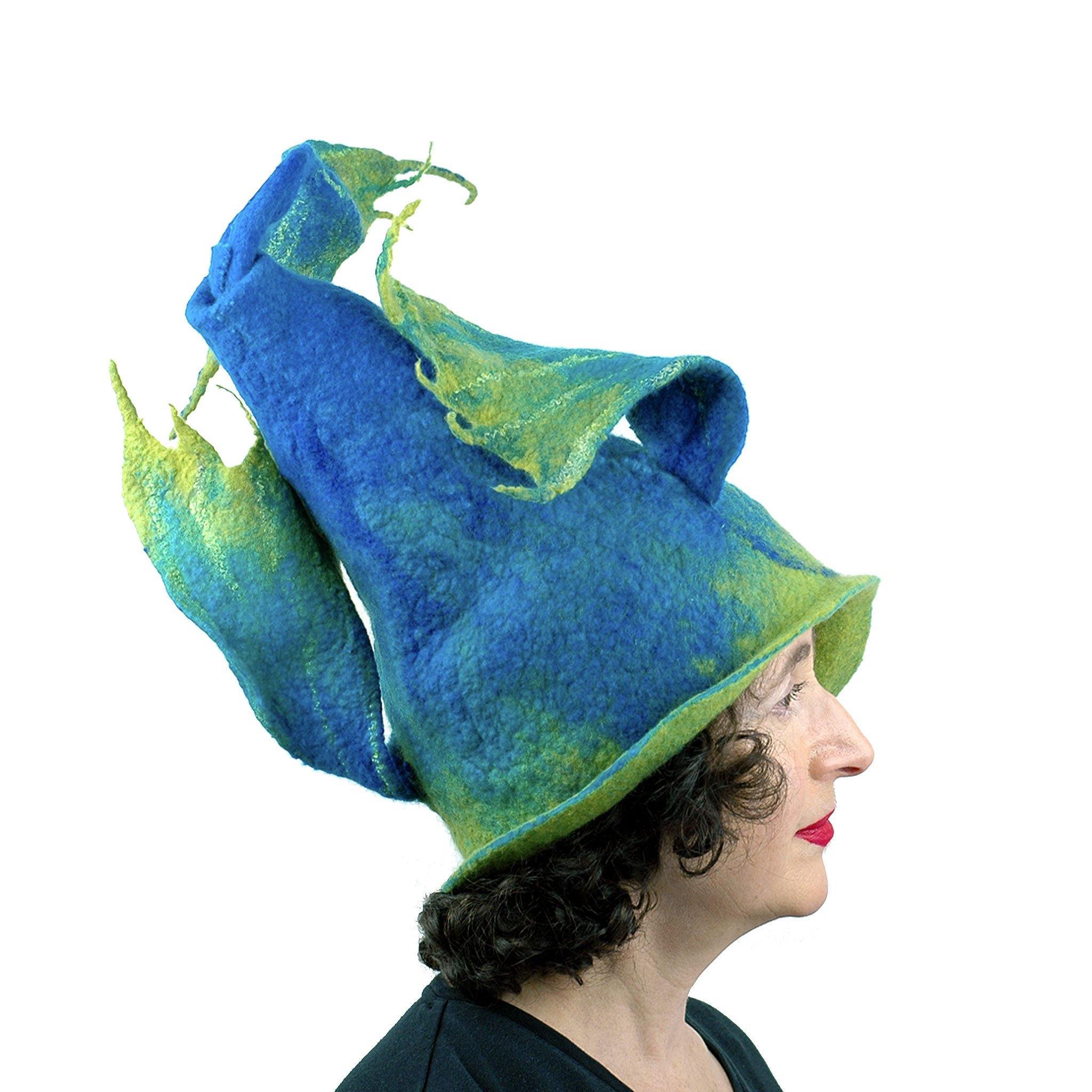 Beautiful Felted Wizard Hat with Dragon Tail | FeltHappiness Hats